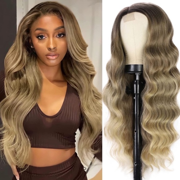 Fashiondeityshair | Hair | Side Part Wig 26 Ombre Blonde Wig With Dark ...